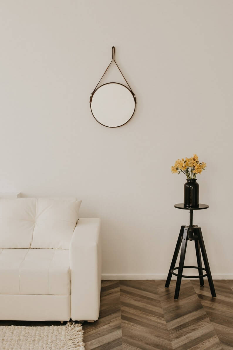 Handmade leather wall mirror strap leather wall decor