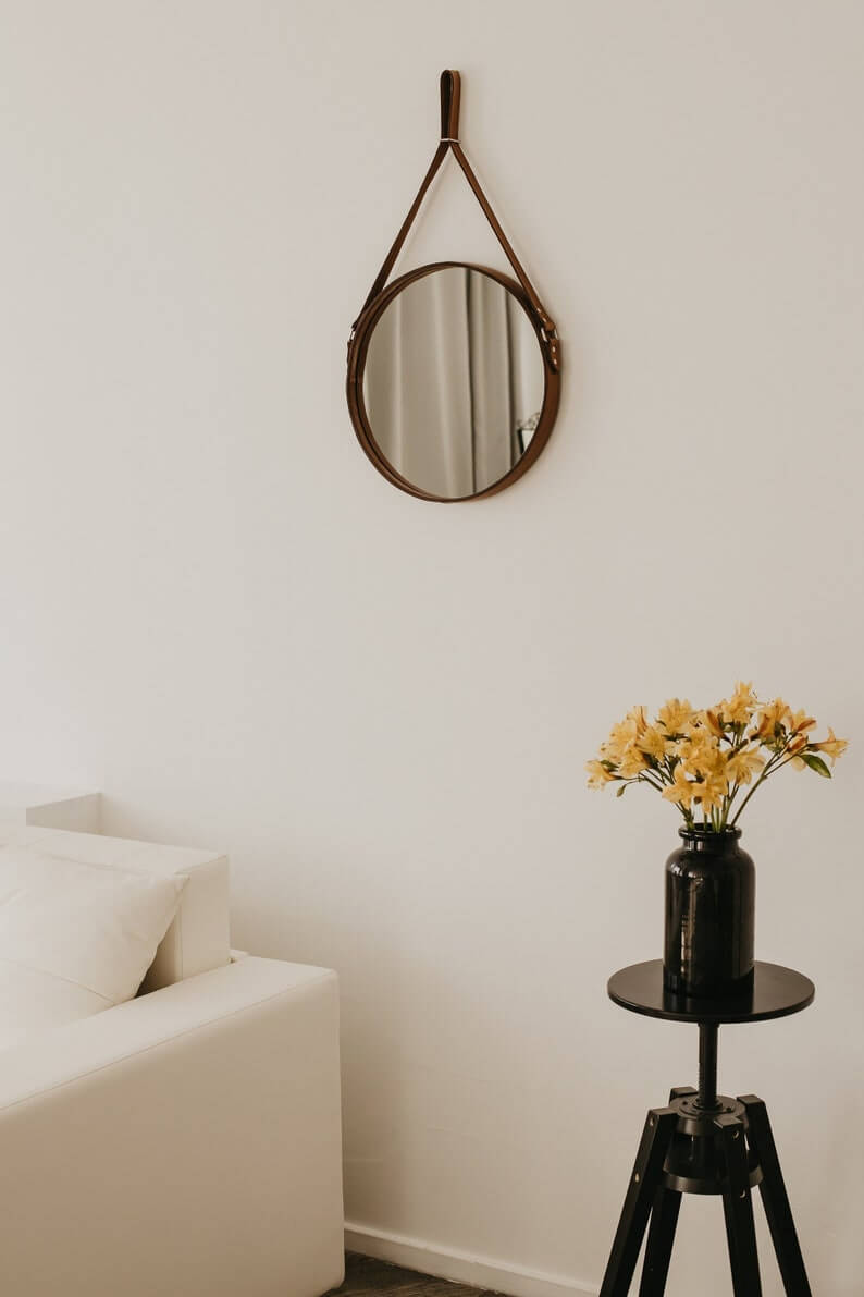 Handmade leather wall mirror strap leather wall decor