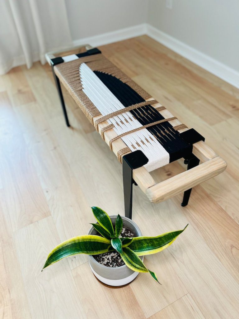 Mid Century Modern Style Bench • Modern Entryway Bench